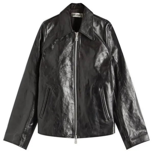 Our Legacy Mini Leather Jacket - Top Dyed Black Leather | Editorialist
